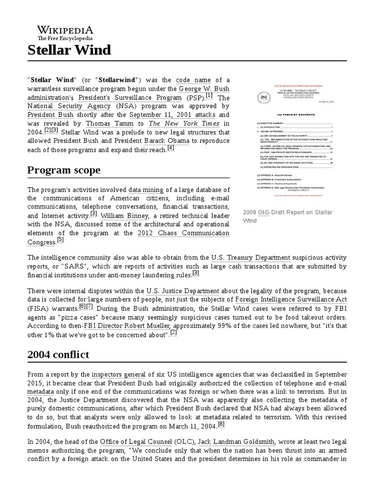 Stellar Wind | Download Free PDF | Government | Espionage Techniques