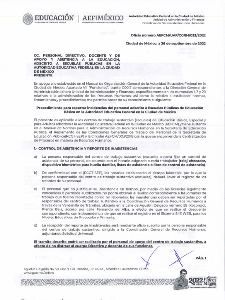 Oficio AEFCM UAF CGRH 33 2022 | PDF