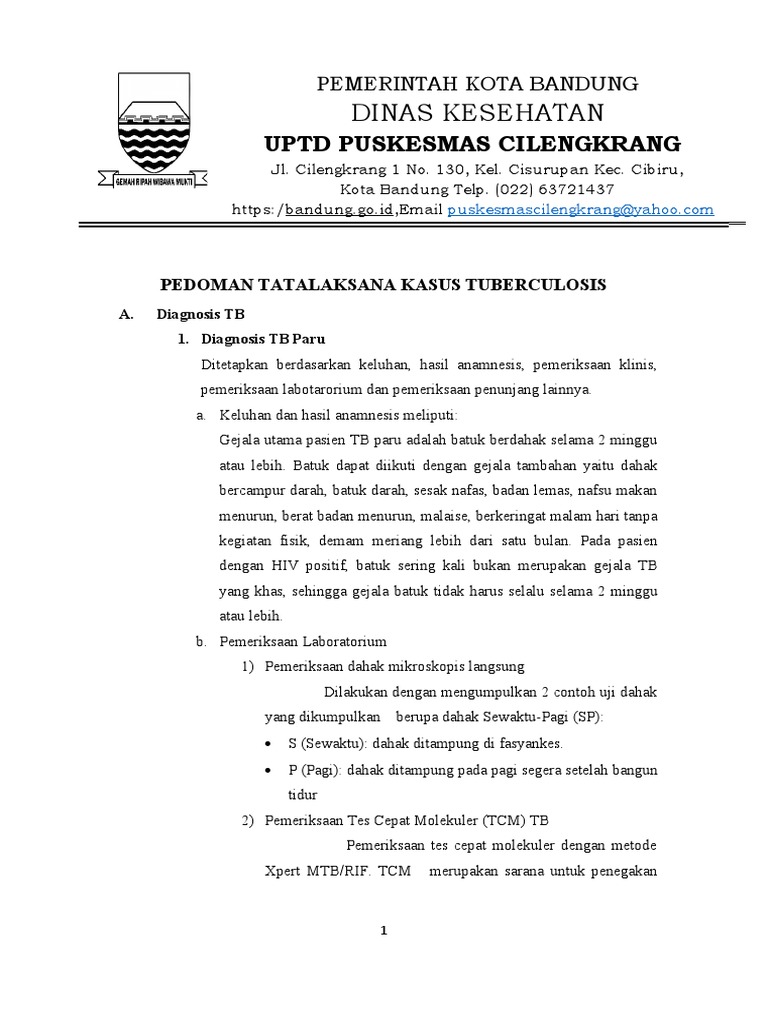 Pedoman Tatalaksana Kasus Tuberculosis | PDF