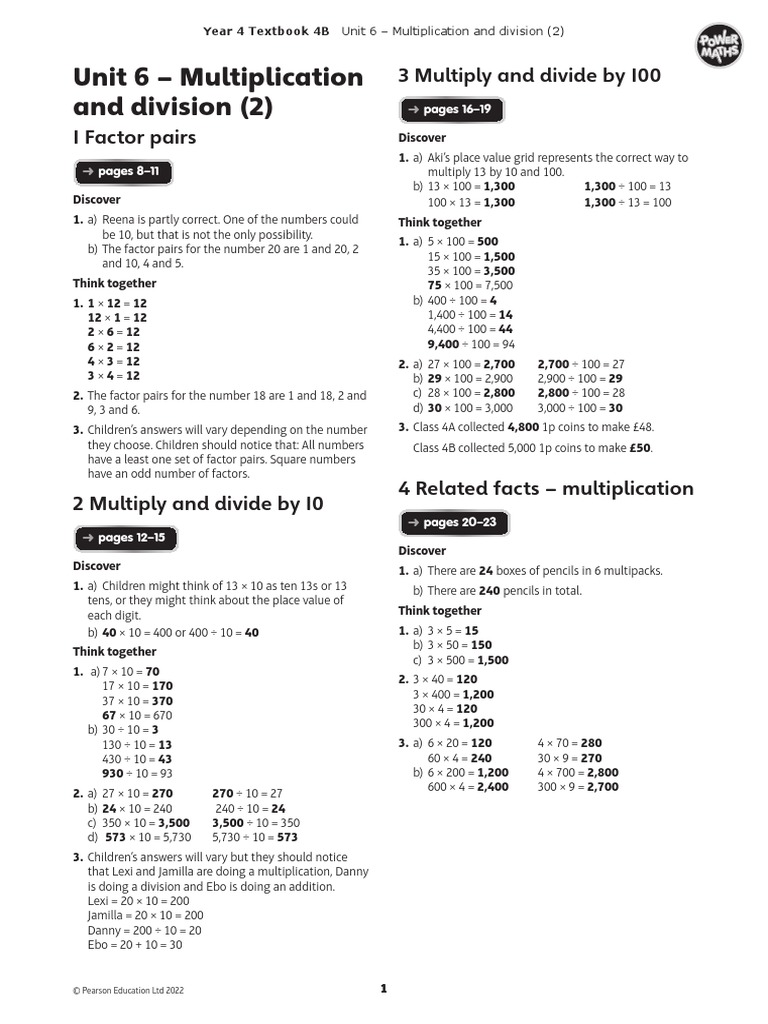 PM2 Y4B Textbook Answer Sheet Compiled | PDF | Length | Multiplication