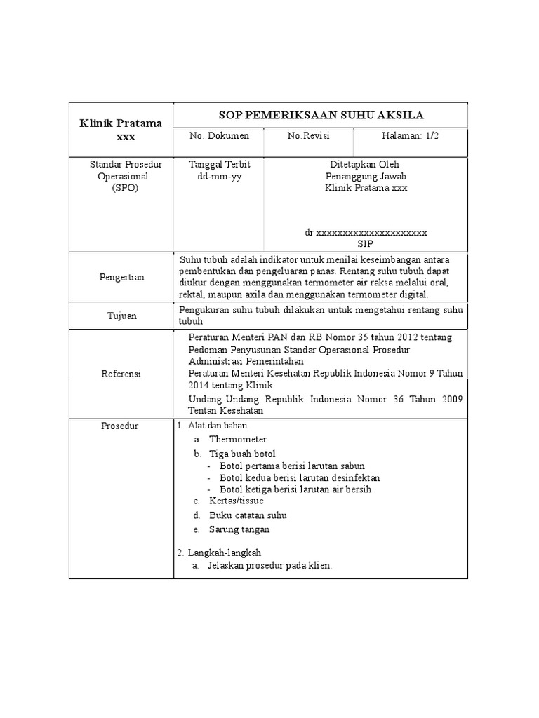 SOP Pemeriksaan Suhu U D Upload | PDF