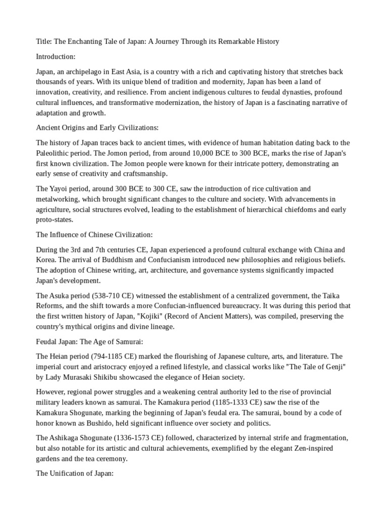 The History of The Japan Essay | PDF | Empire Of Japan | Japan