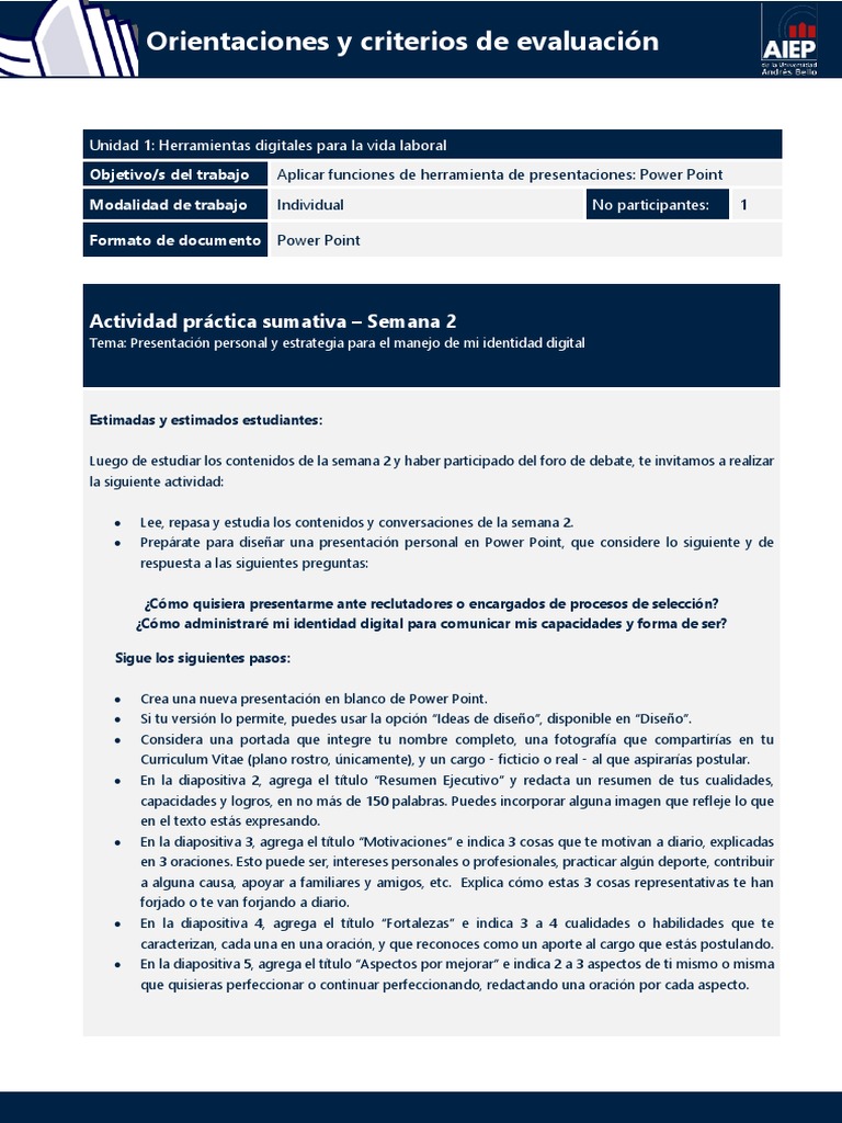 Actividad Sumativa Semana 2 | PDF | Microsoft PowerPoint | Evaluación