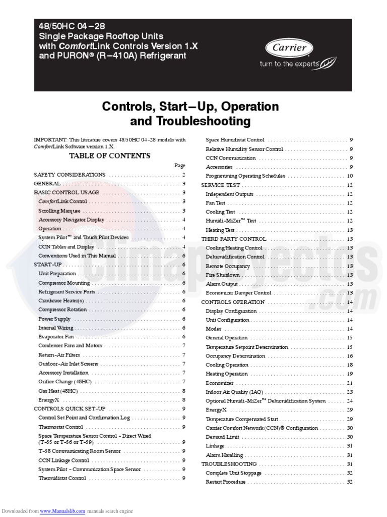 48HC Control Arranque Operacion y Solucion de Problemas CP | Descargar gratis PDF | Menu ...