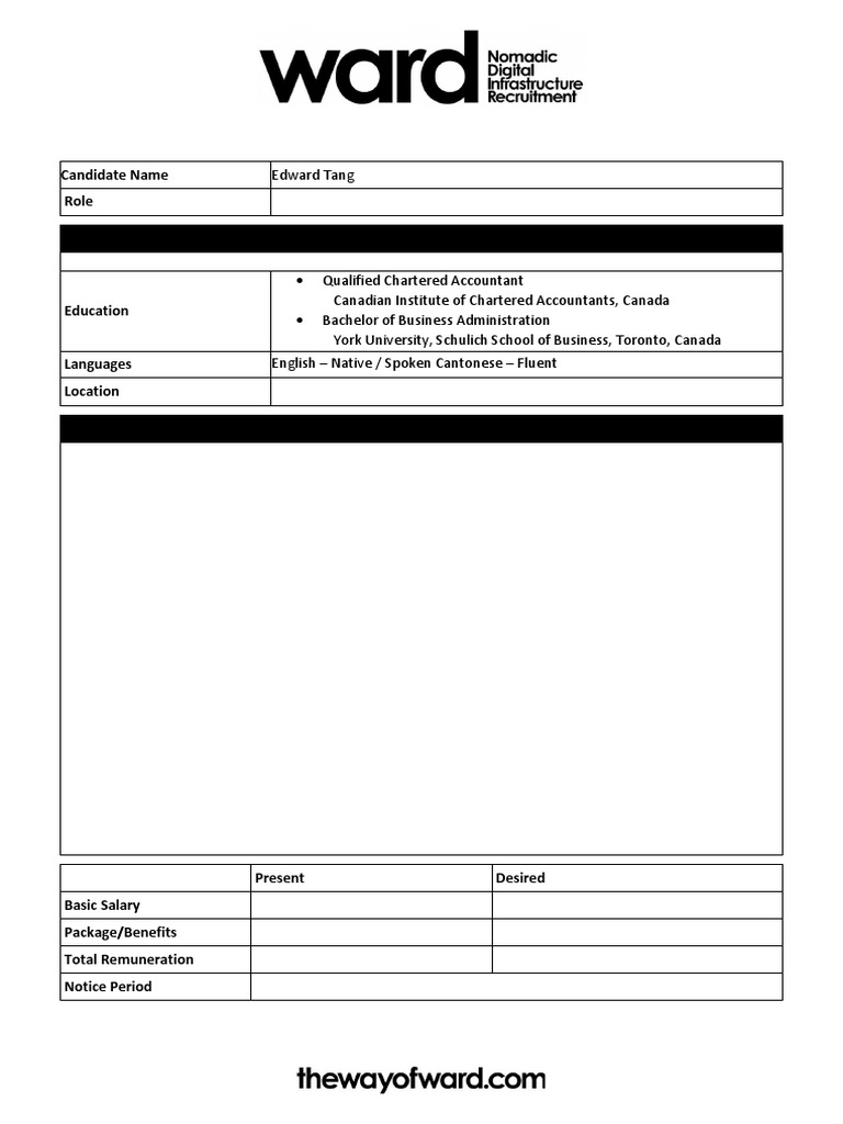 2022.04 Edward Tang CV | PDF | Valuation (Finance) | Mergers And ...