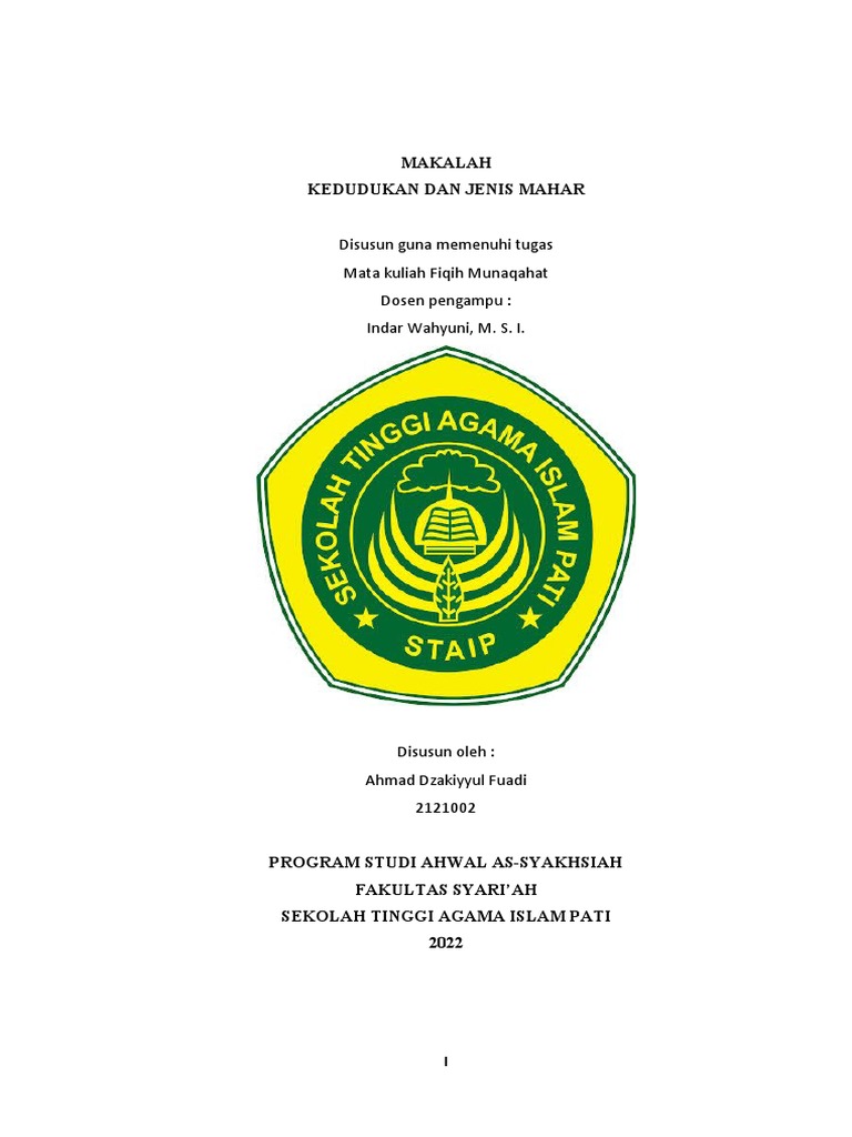 Kedudukan dan Jenis-Jenis Mahar | PDF | Agama & Spiritualitas