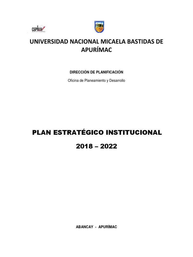 Plan Estratégico UNAMBA 2018-2022 | PDF | Planificación estratégica | Planificación