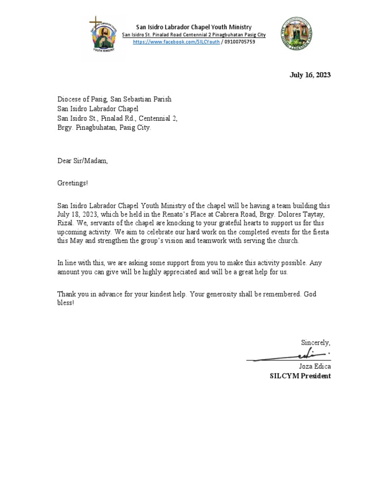 Team Building Support Solicitation Letter | PDF
