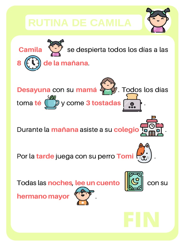 Rutinas Diarias: Comprensión Lectora | PDF | Cocina | Comida y bebida