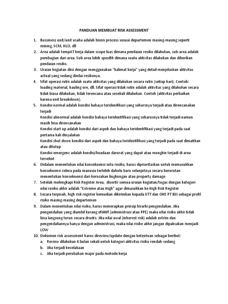 Panduan Membuat Risk Assessment | PDF