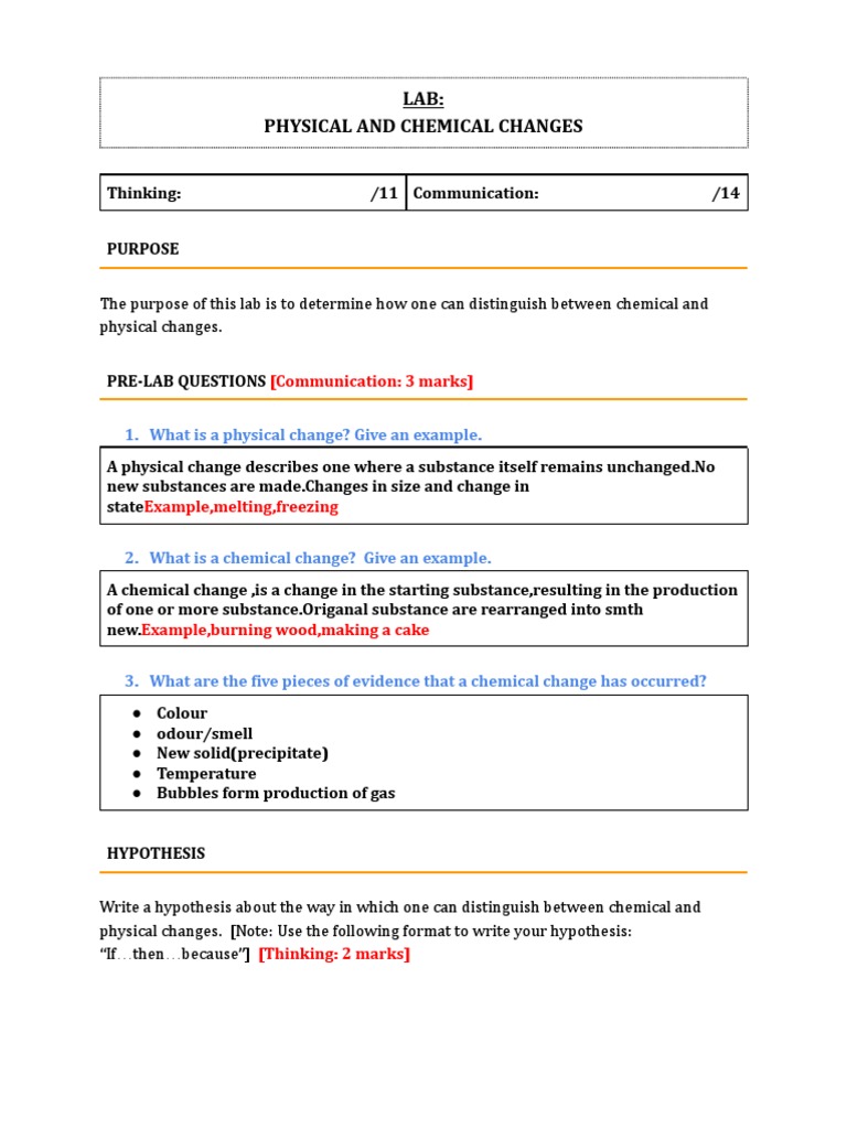 LAB - Physical and Chemical Changes | PDF | Chemistry | Chemical Compounds