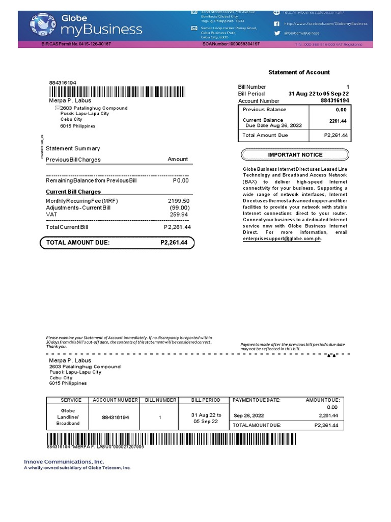 Globe Bill | PDF | Credit | Finance & Money Management