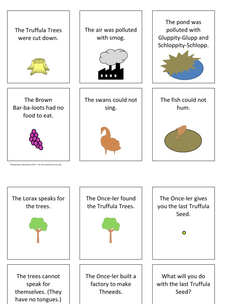 Lorax Cause and Effect Matching Cards | PDF