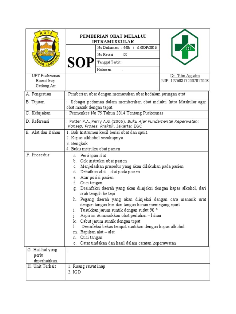 SOP Injeksi Intramuskular | PDF
