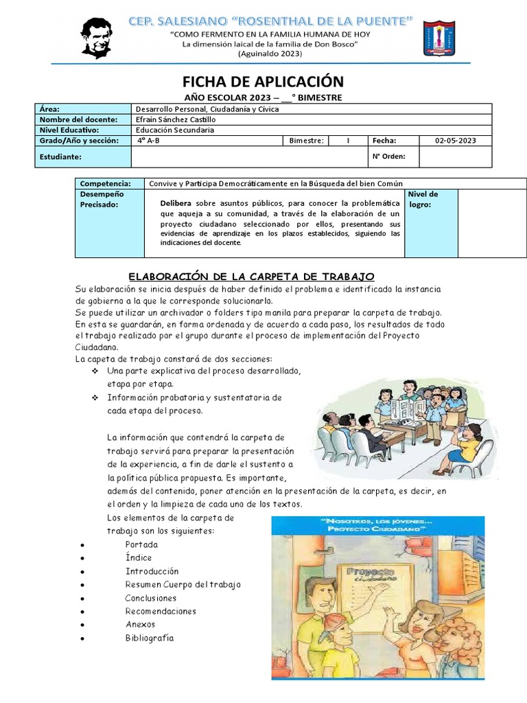 FORMATO de FICHA de APLICACION 2023 Presentacion de Paneles Proyecto Ciudadano 4 | PDF