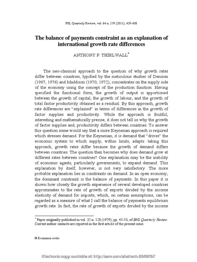Balance of Payments and Economic Growth | PDF | Economic Growth ...
