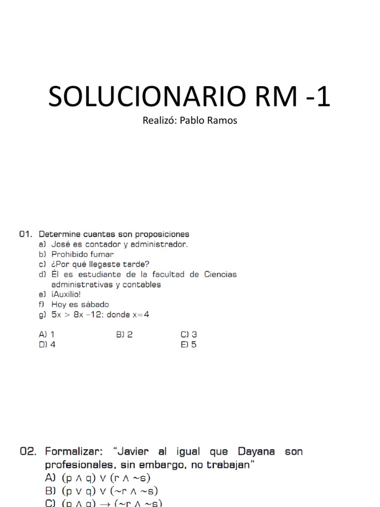 Solucionario RM1 [Autoguardado] | PDF