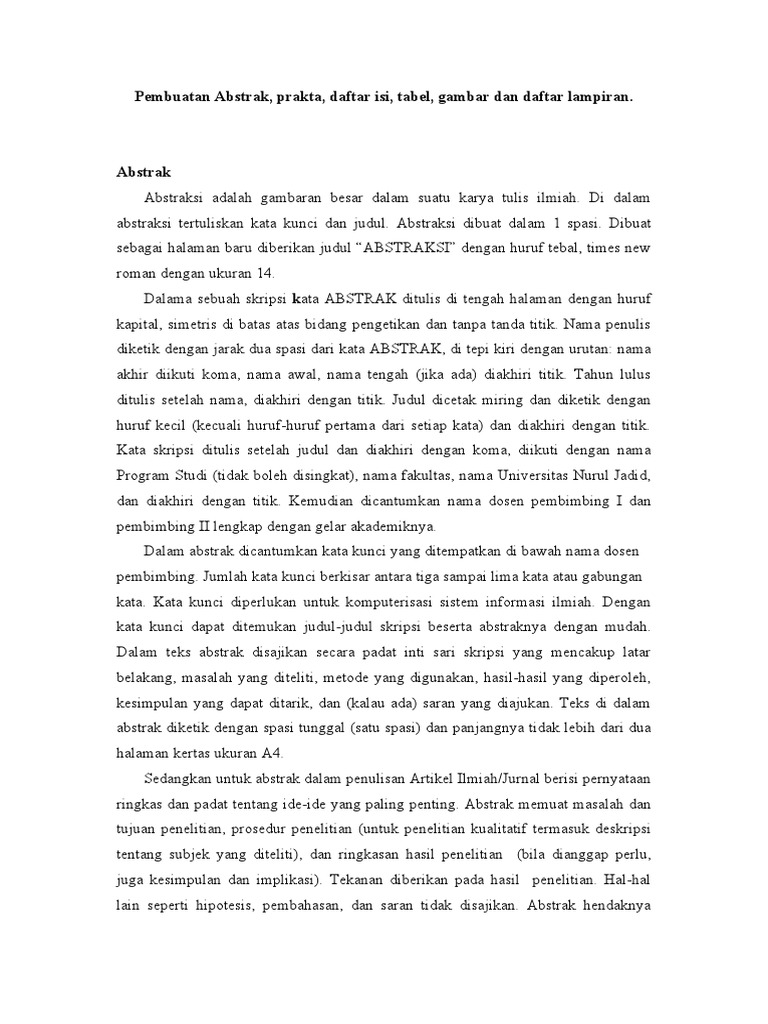 Panduan Penulisan Abstrak dan Daftar Isi | PDF | Seni & Disiplin Bahasa