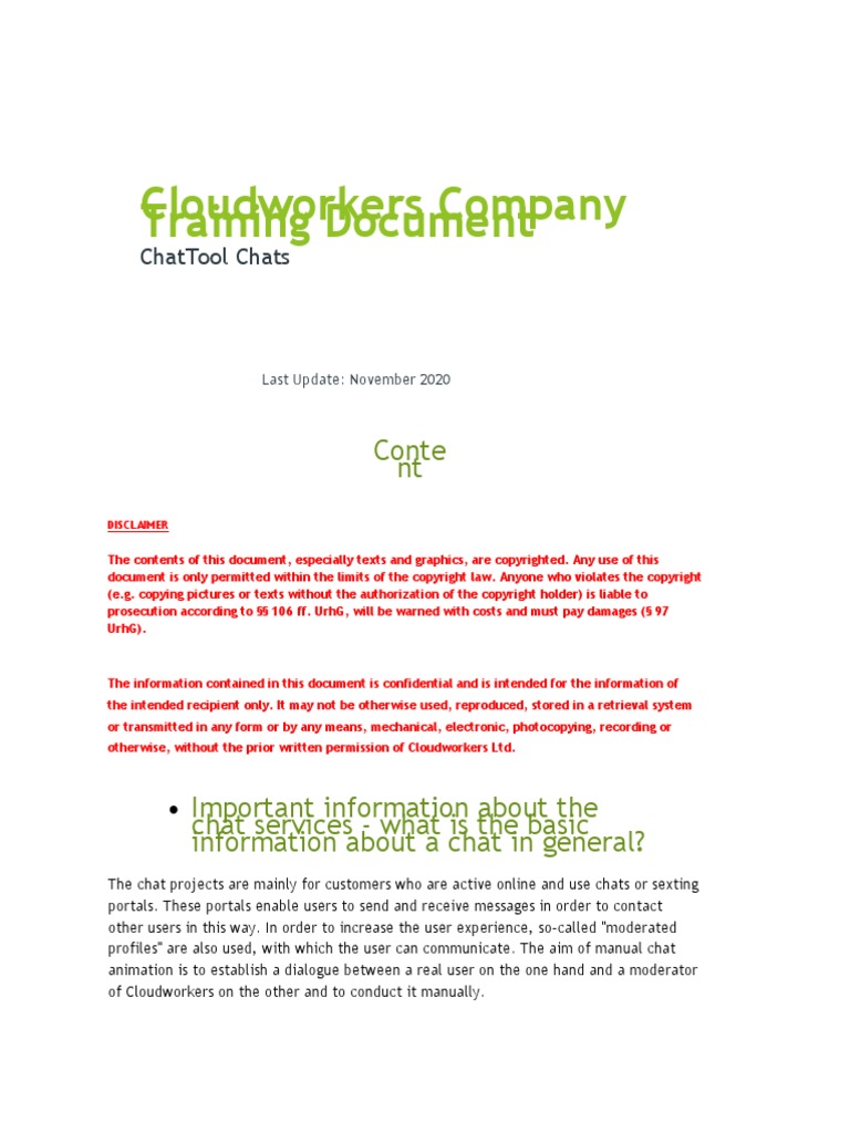 Cloudworkers Company Training Document: Conte NT | PDF | Career ...