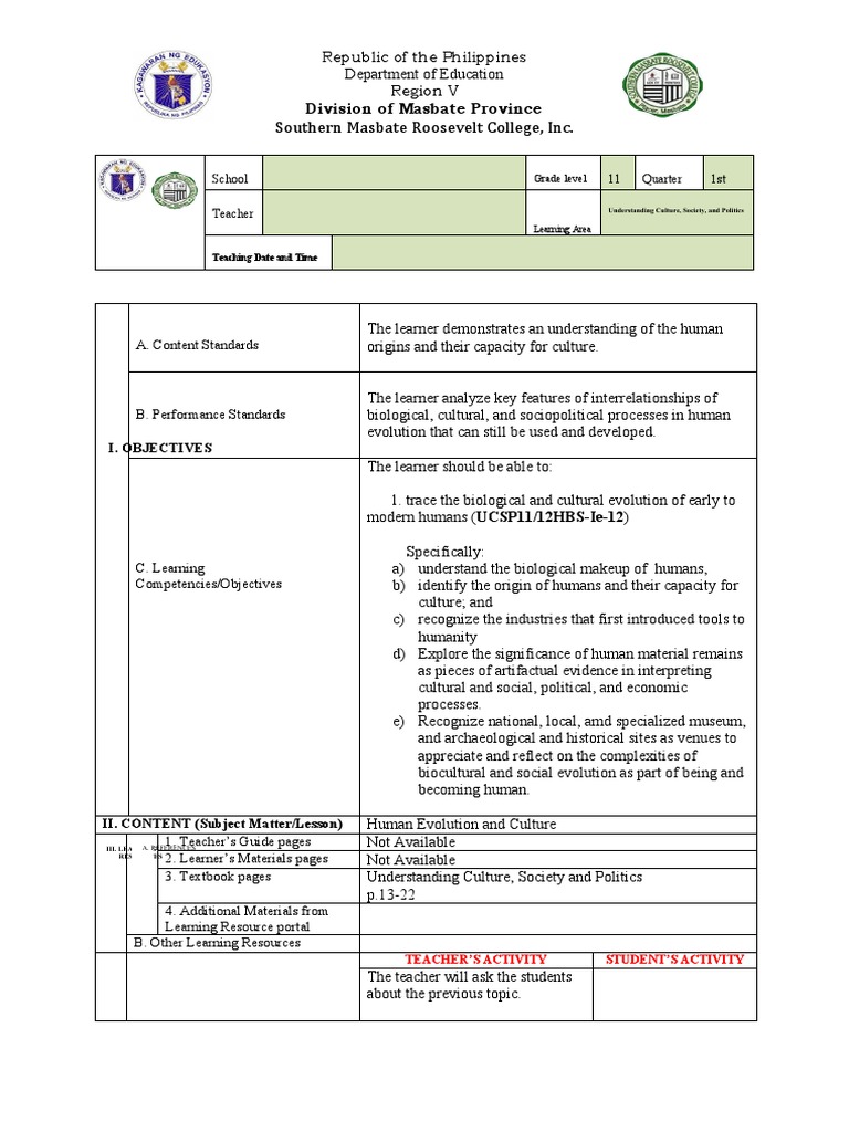 Detailed Lesson Plan UCSP WEEK 2 | PDF