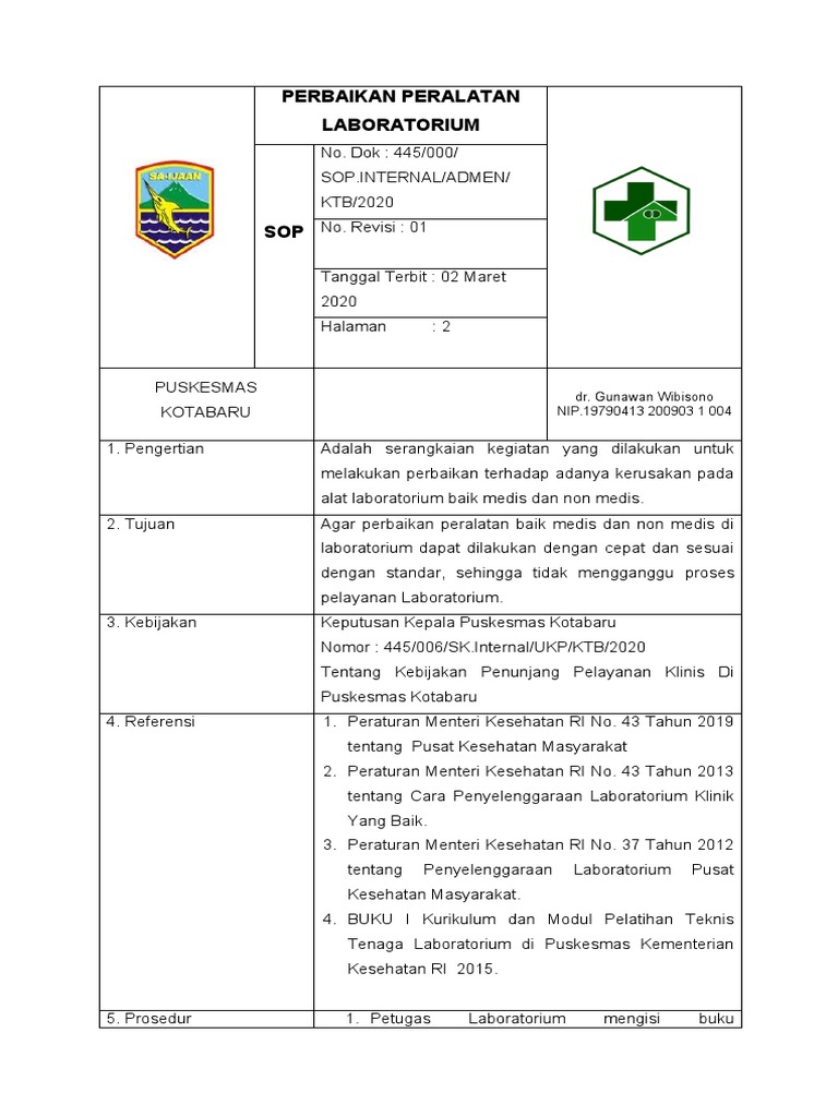 8.1.7.4. SOP Perbaikan Peralatan | PDF