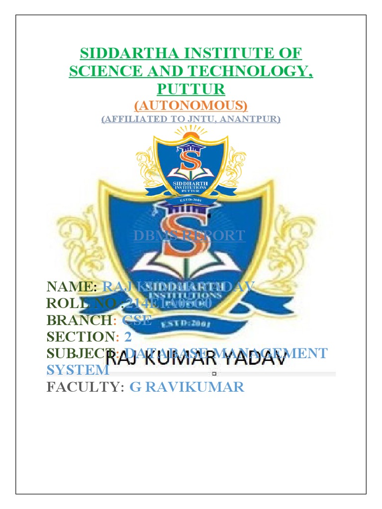 DBMS Report Raj | PDF | Relational Database | Databases DBMS Report Raj | PDF | Relational Database | Databases
