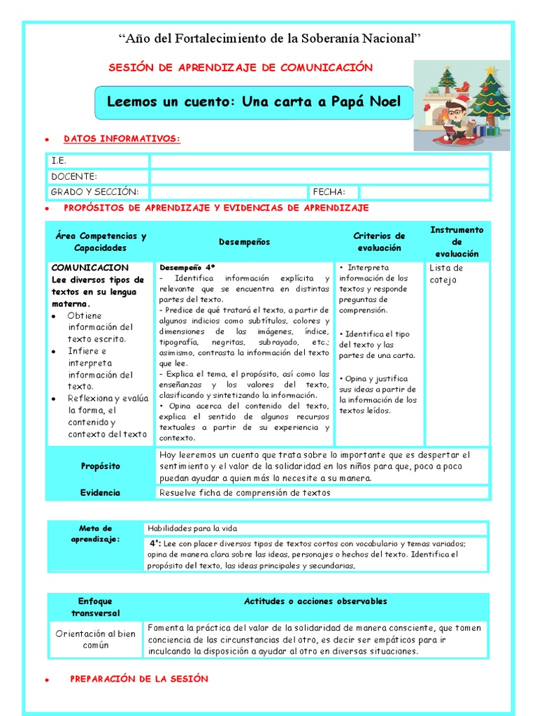 4° Ses - Comu Lunes 12 Leemos Un Cuento Una Carta A Papa Noel FB ...