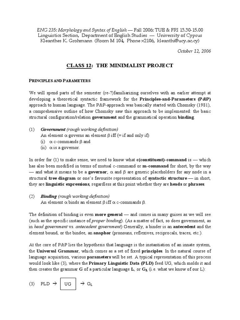 Class 12 The Minimalist Project | PDF | Logic | Cognitive Science