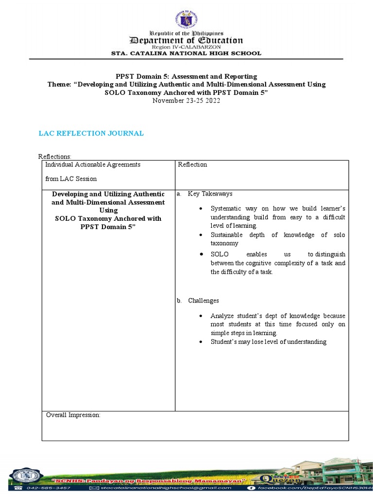 LAC-Reflection-Journal TLE Dec. 2023 | PDF