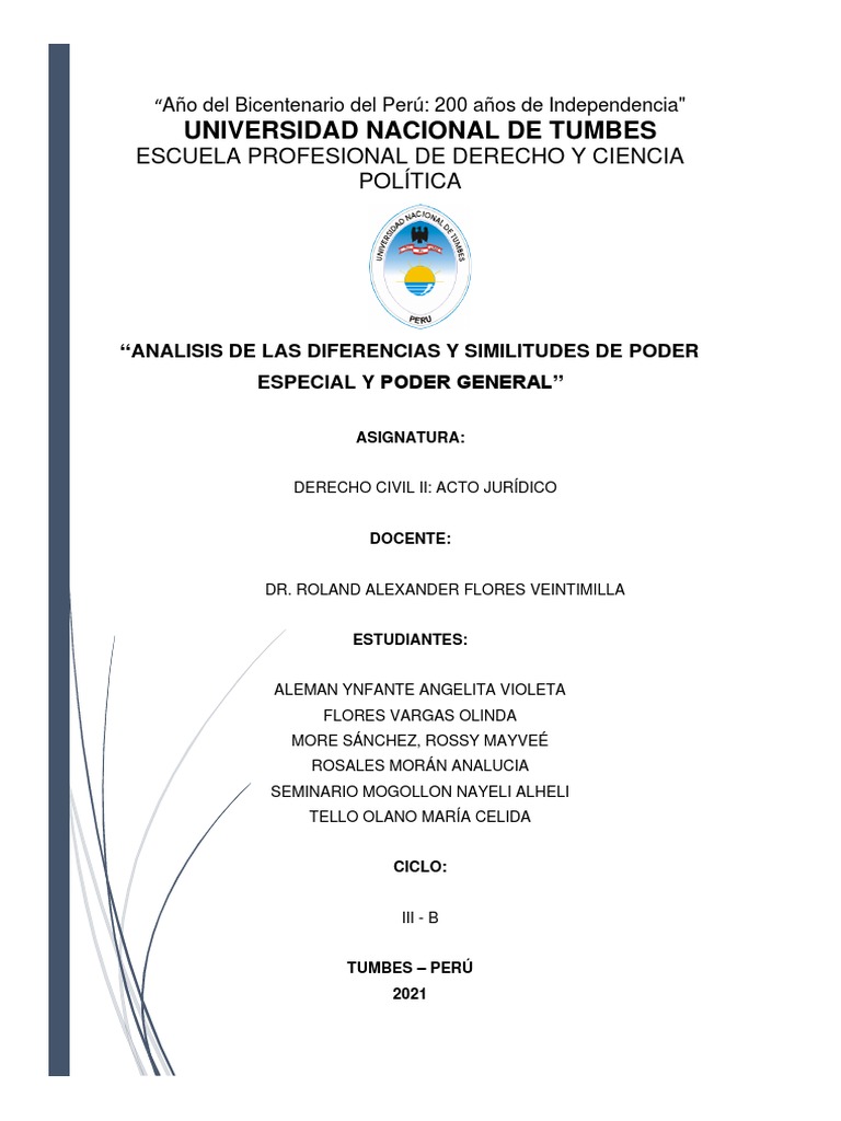 Diferencias entre Poder General y Especial | PDF | Derecho Civil ...
