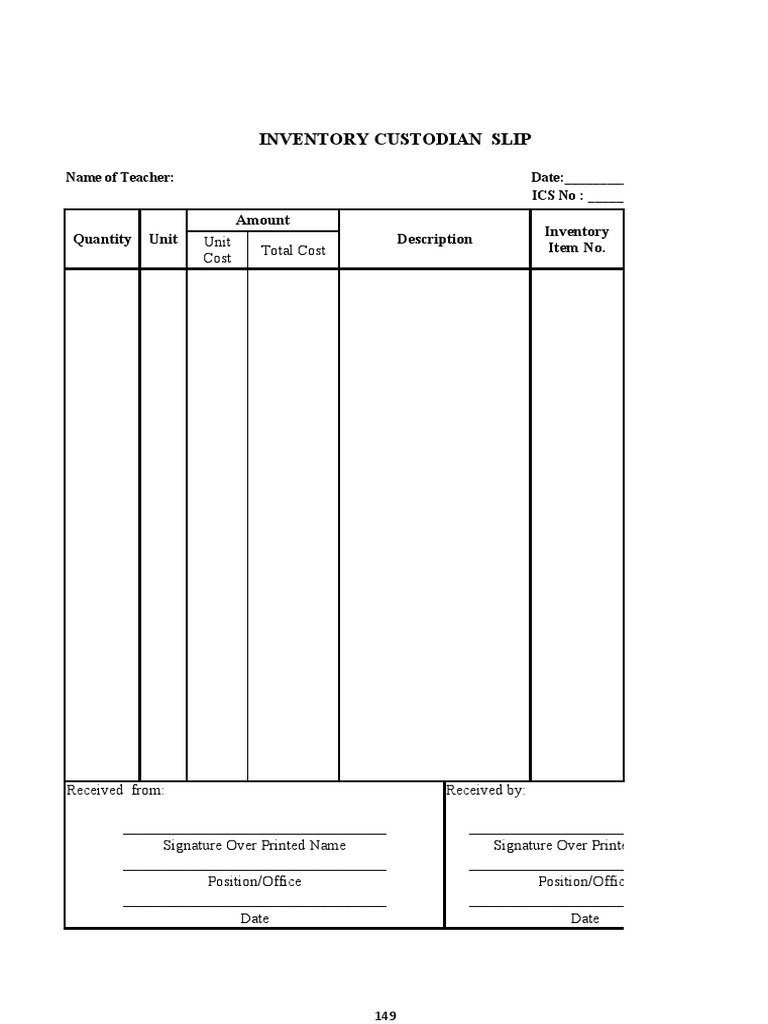 Inventory Custodian Slip | PDF