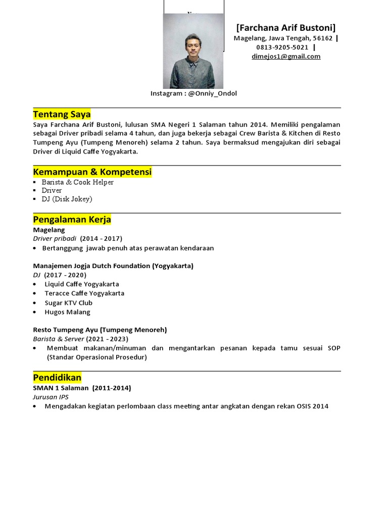 Contoh CV Liquid | PDF