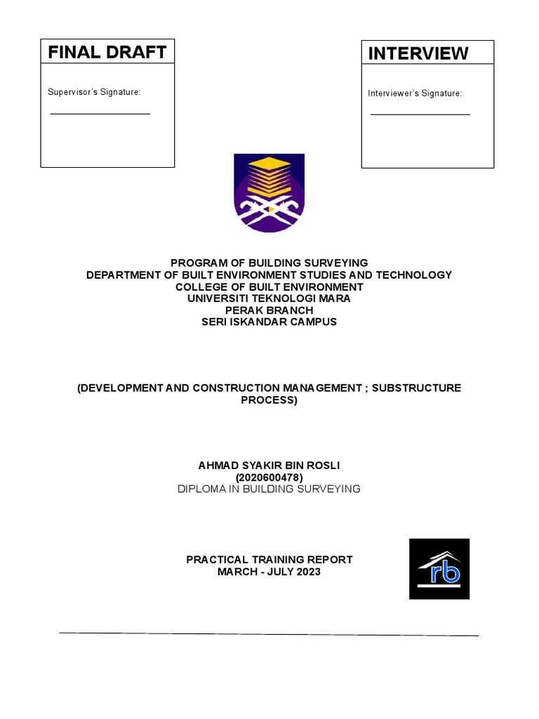 Report Internship (1-3) | PDF | Foundation (Engineering) | Concrete