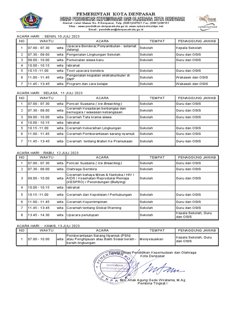 Jadwal Mpls Tahun 2023 | PDF