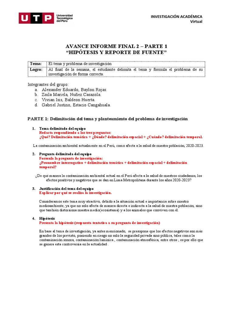 Semana 08-Formato - Avance de Informe Final 2 - Parte 1 - Reporte de Fuente | PDF ...