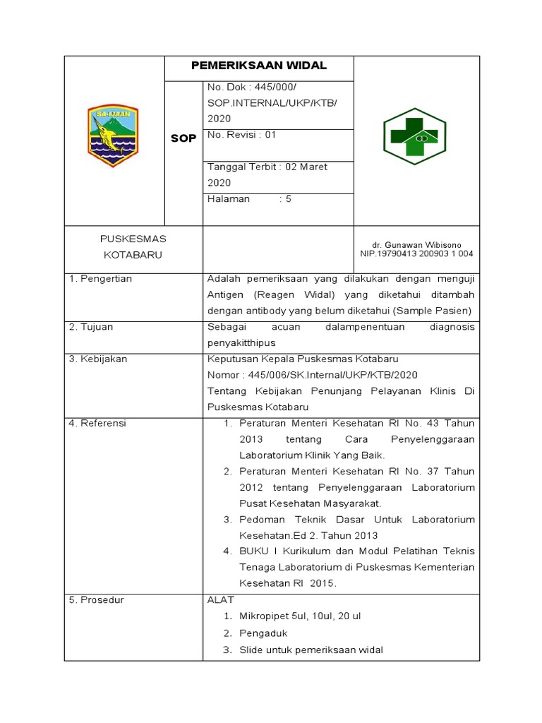 Sop Widal Terbaru | PDF