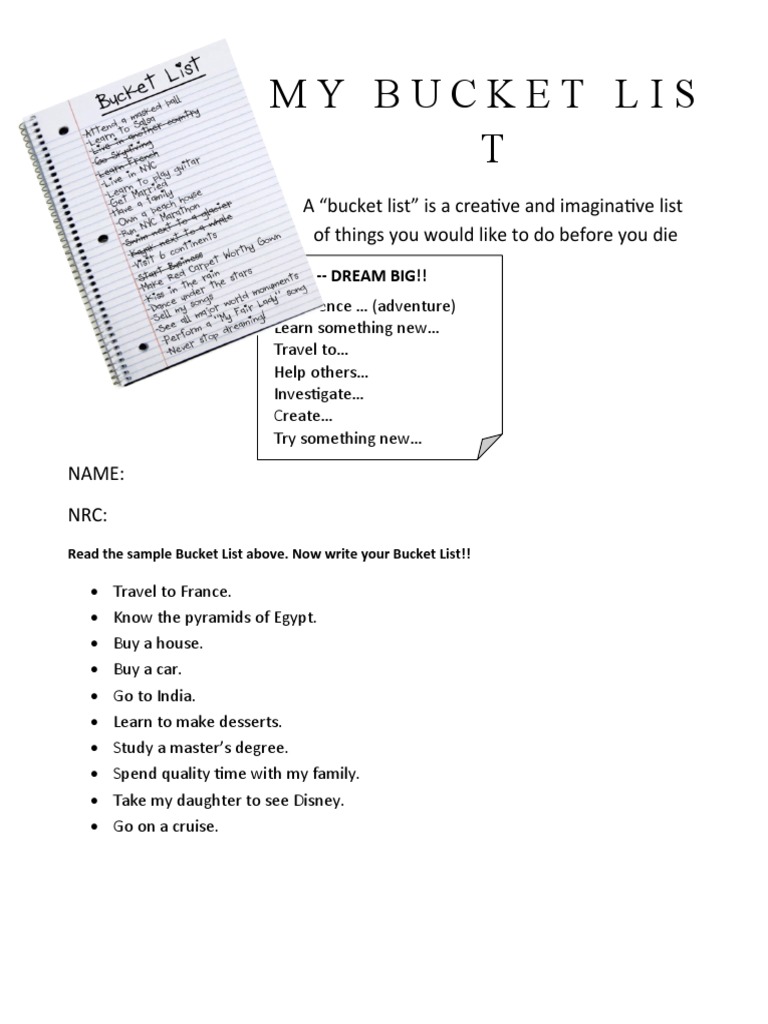Create Your Personal Bucket List | PDF | Self-Improvement | General Fiction