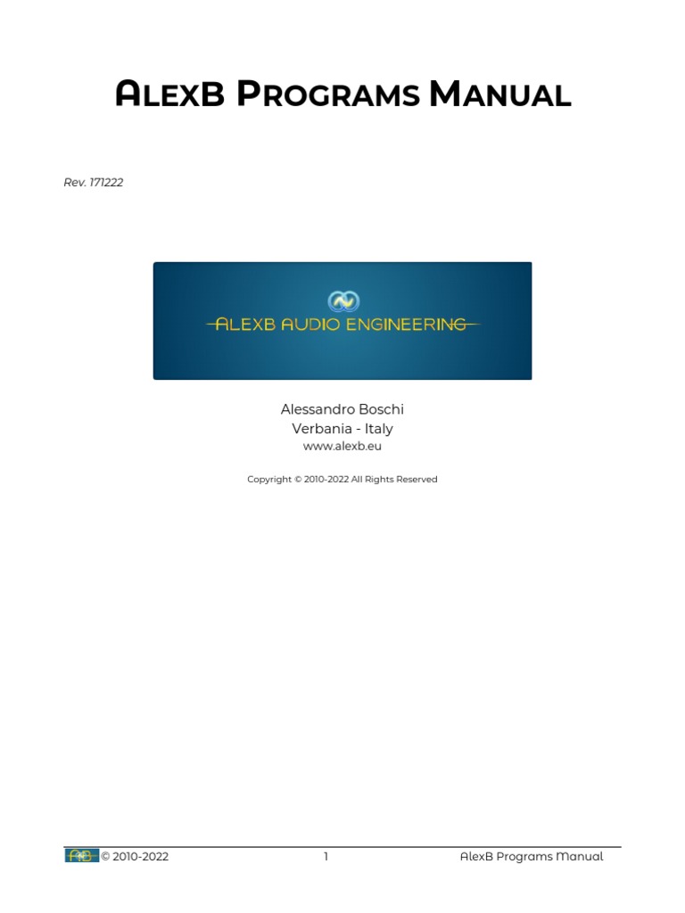 AlexB Programs Manual | PDF | License | Sampling (Signal Processing)