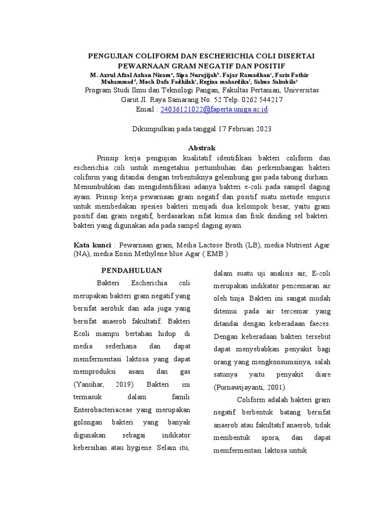 Coliform Dan Pewarnaan - Faris | PDF