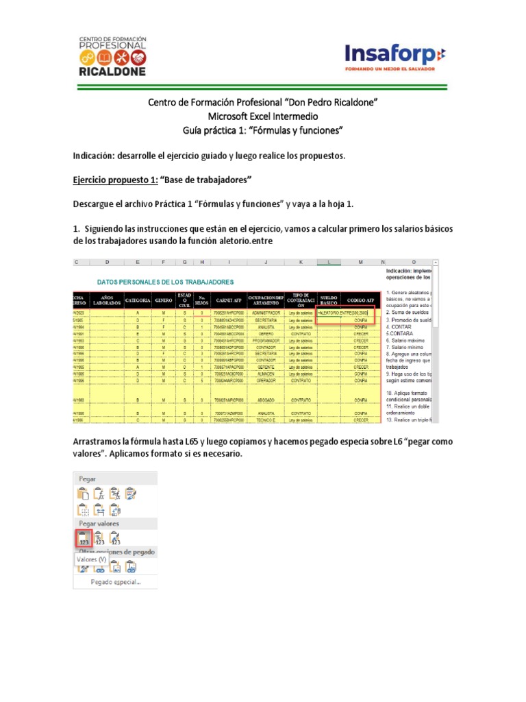 Guía Práctica 1 - Fórmulas y Funciones | PDF | Informática