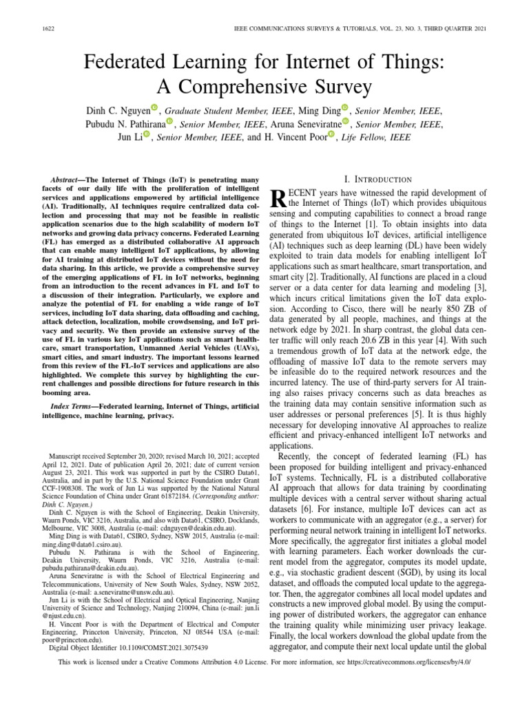 Federated Learning in IoT: A Survey | PDF | Internet Of Things ...