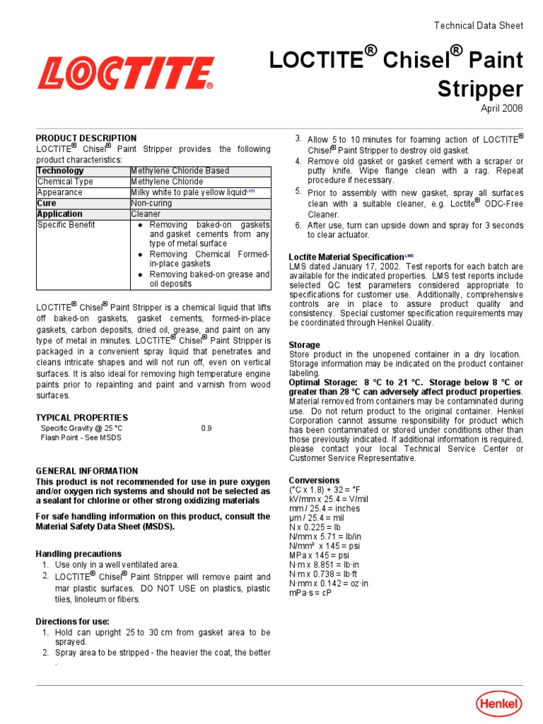Loctite Chisel Paint Stripper Tech | PDF | Technology & Engineering