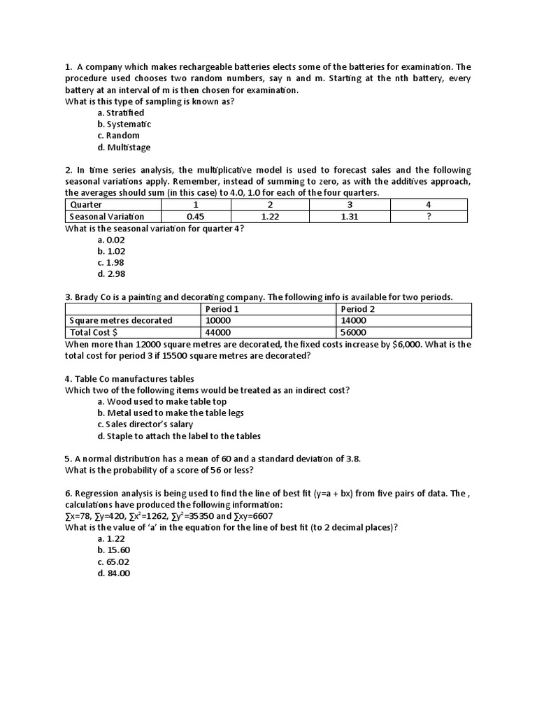Management Acocuntant BPP Workbook Q | PDF | Cost Of Goods Sold | Inventory