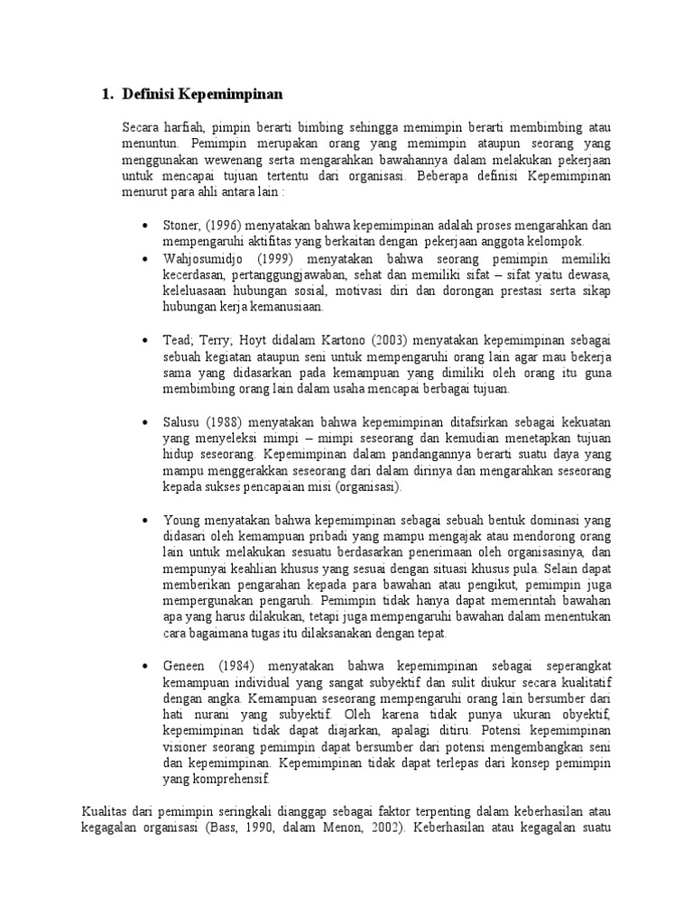 Definisi dan Teori Kepemimpinan | PDF