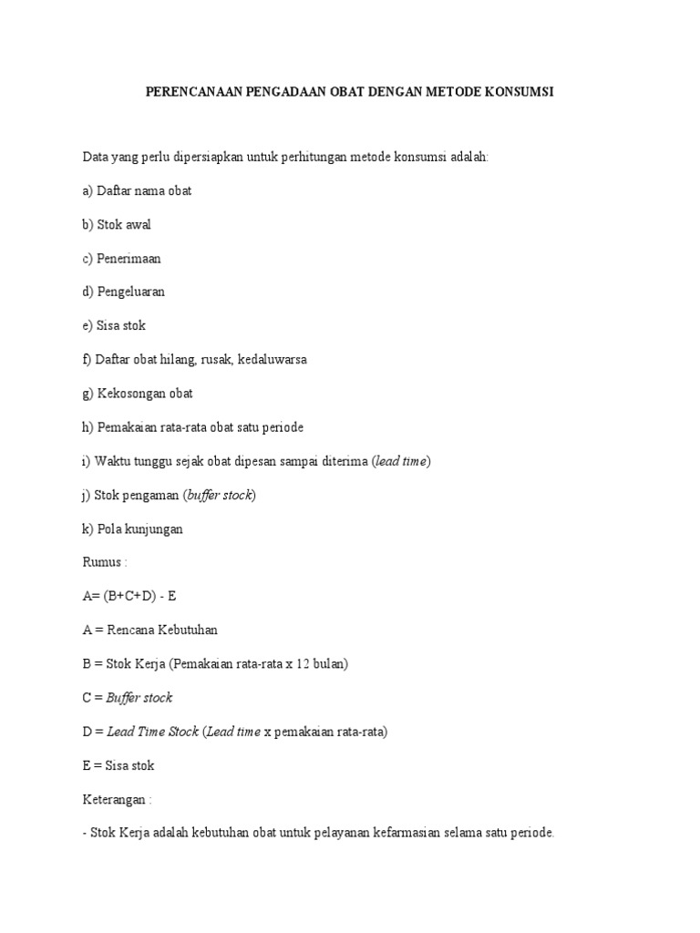 Perencanaan Pengadaan Obat Dengan Metode Konsumsi | PDF