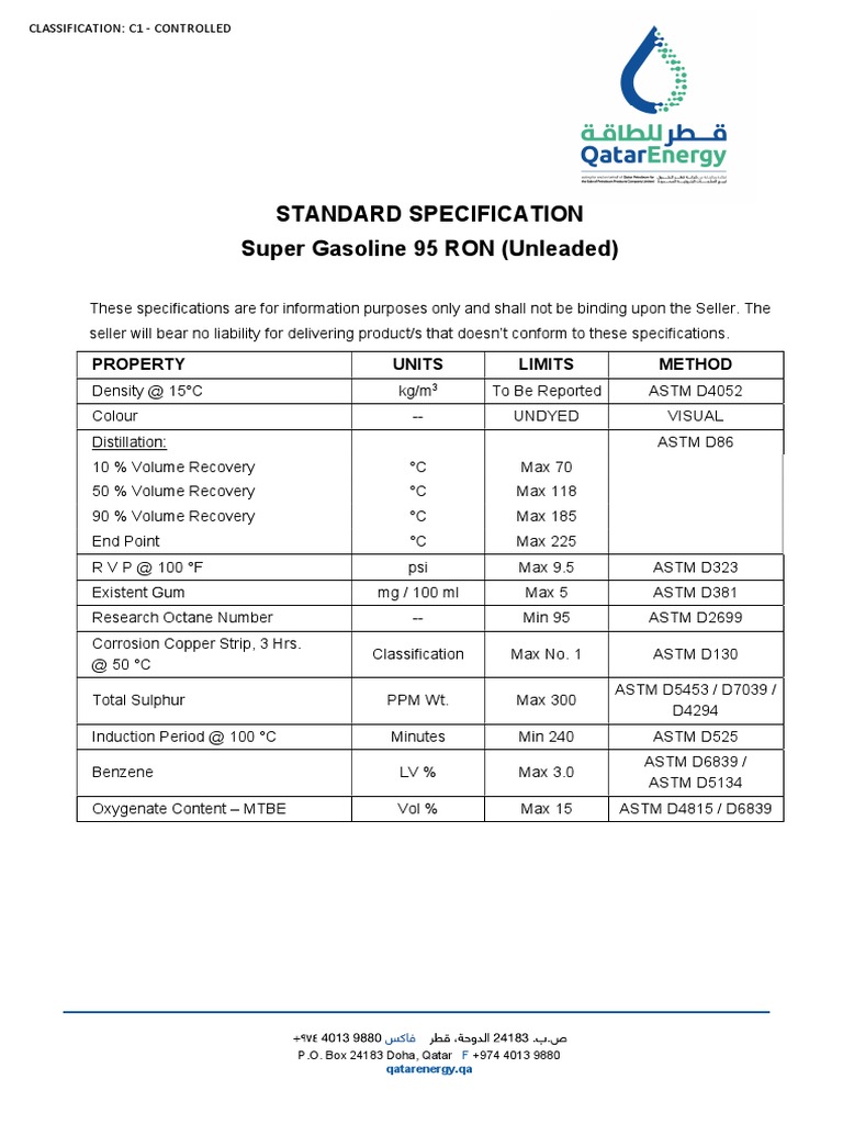 Super Gasoline 95 RON | PDF | Gasoline | Fuels