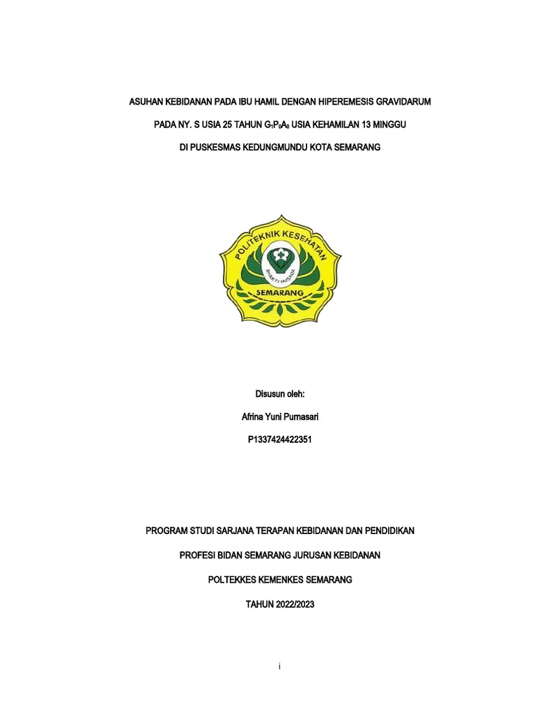 Askeb Pada Ibu Hamil Patologis Dengan Hiperemesis Gravidarum Afrina Yuni p | PDF
