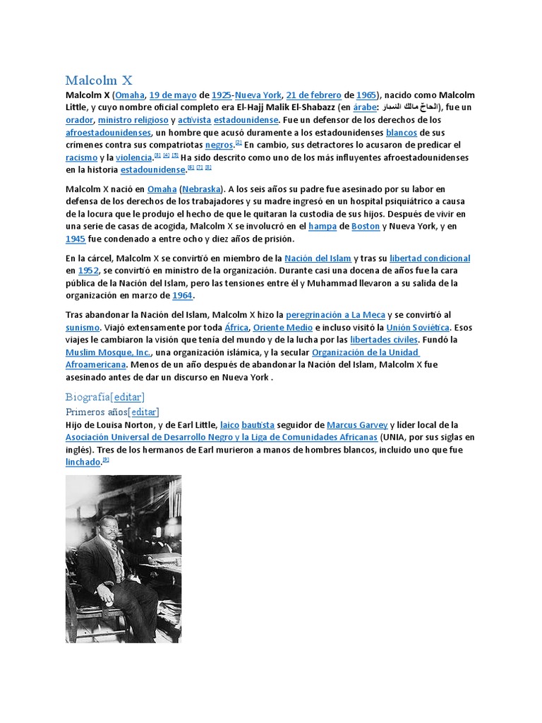 Malcolm X Resumen | PDF | Malcolm x