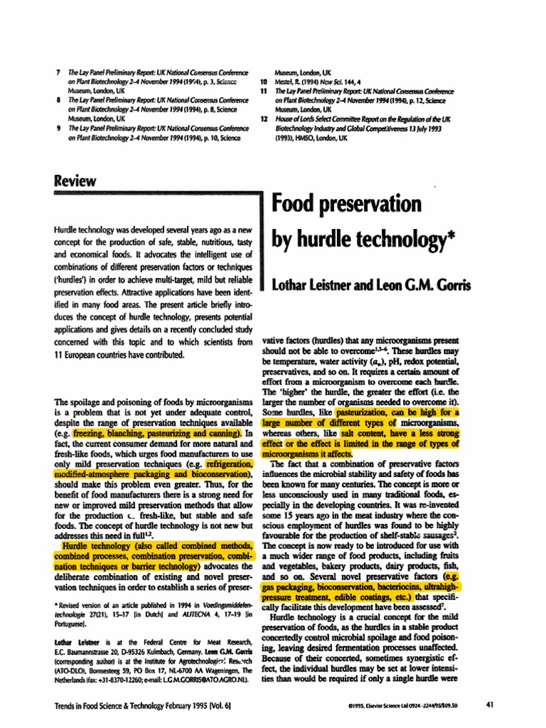 2-Food Preservation by Hurdle Technology 1995 | PDF | Food Preservation ...