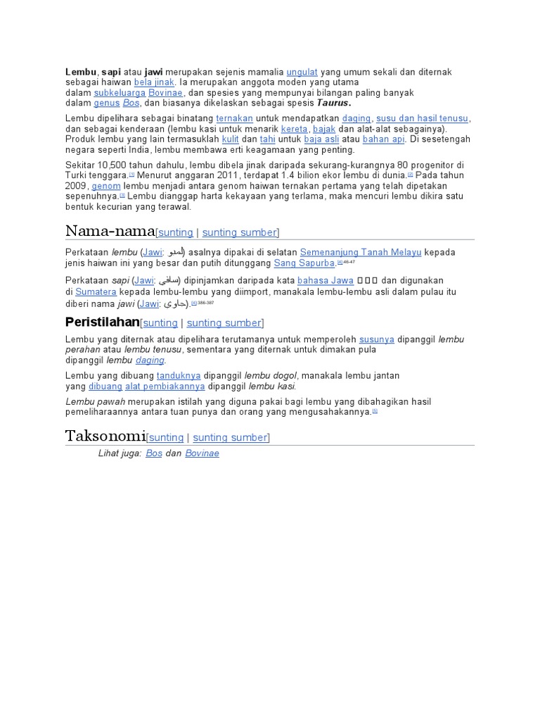Jenis Lembu Di Malaysia | PDF